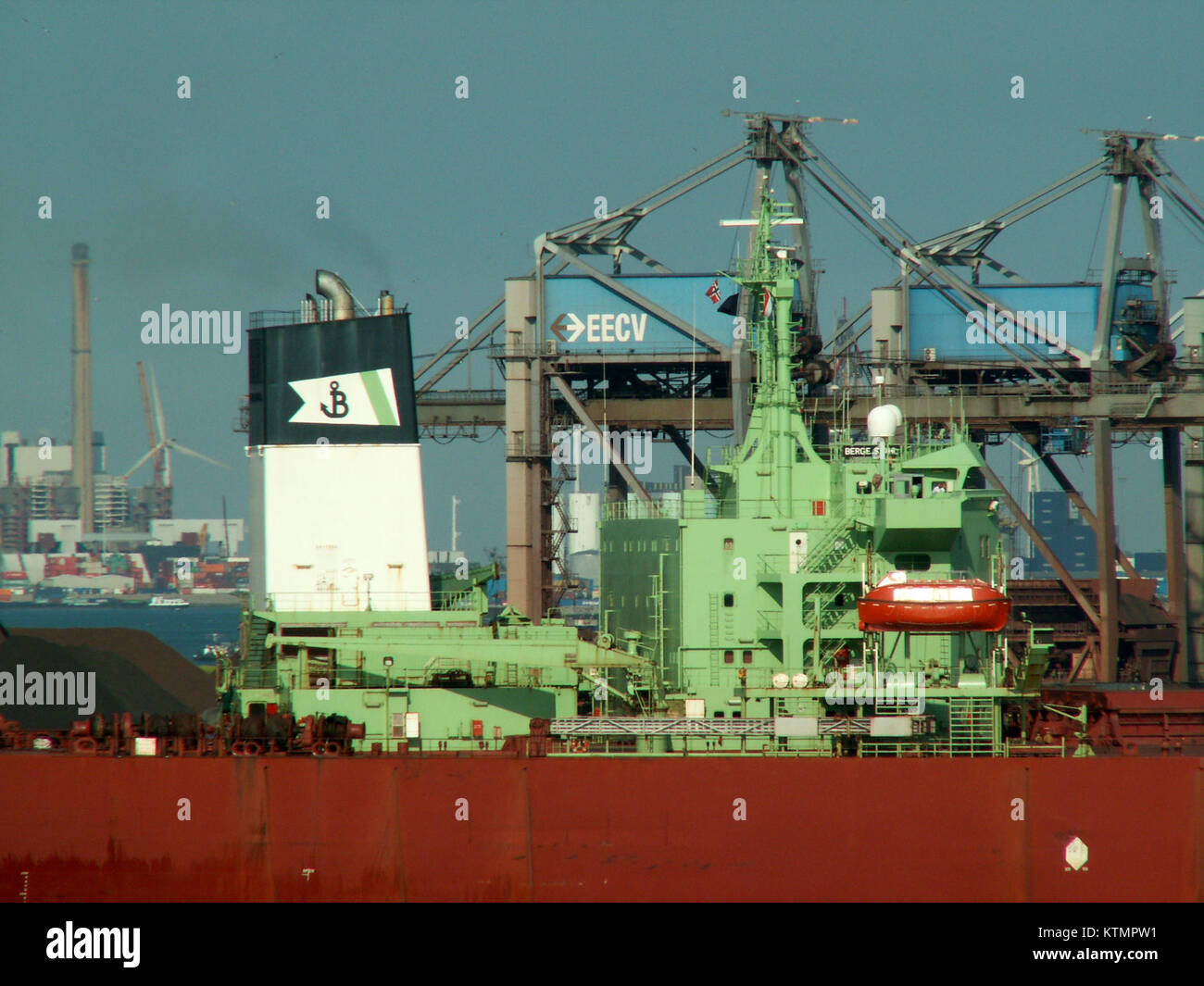 This photograph captures the Berge Stahl, a large cargo vessel, taken ...