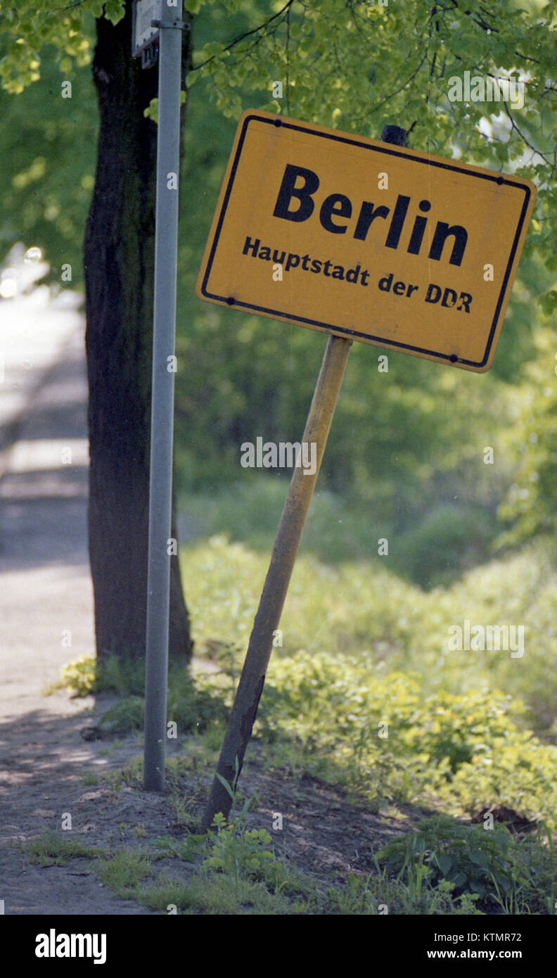 The Berlin Ortsschild (city sign) from 1988 represents a historical ...