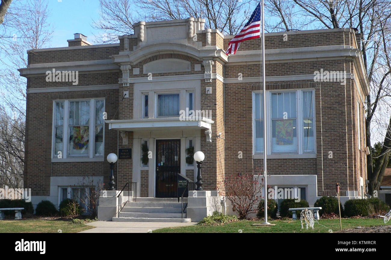 A view of the Ayer Public Library from the southwest, showcasing its ...
