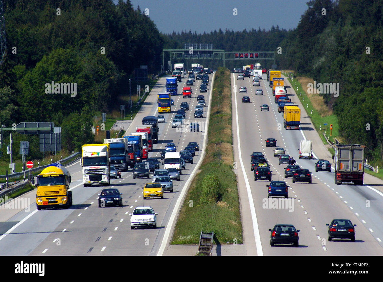 The A8 Autobahn near Holzkirchen in Germany is an important highway ...