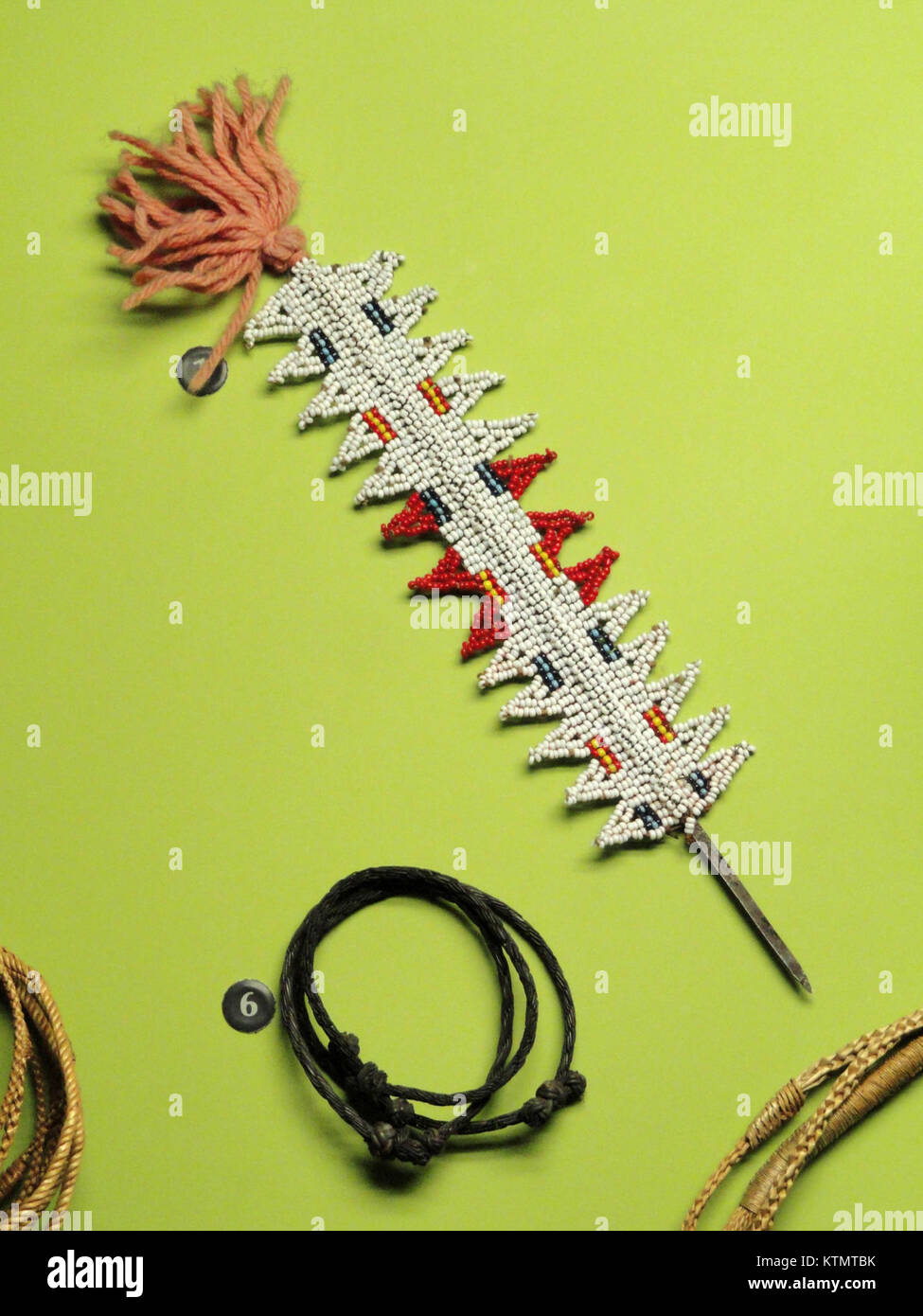 This beaded hairpin and giraffe's hair armpiece are Zulu African ...