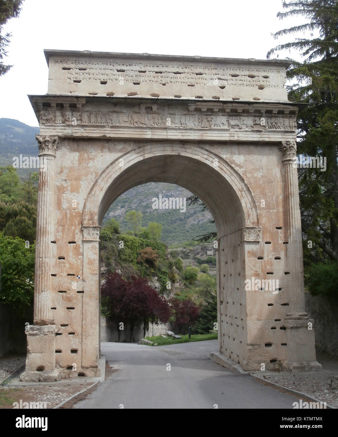 The Augustan Arch in Susa, Italy, is an ancient Roman triumphal arch ...