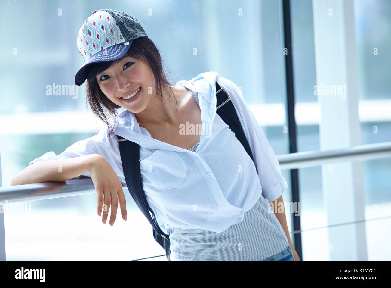 one pretty young Chinese college student portrait Stock Photo - Alamy