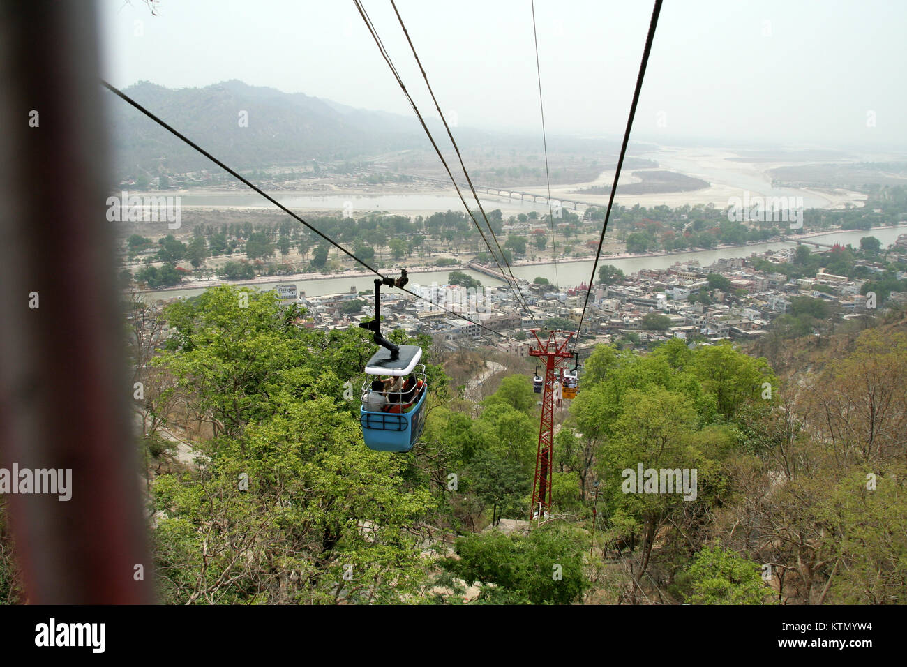 Aerial view of town and river Ganga from Mansa Devi Temple, Haridwar ...