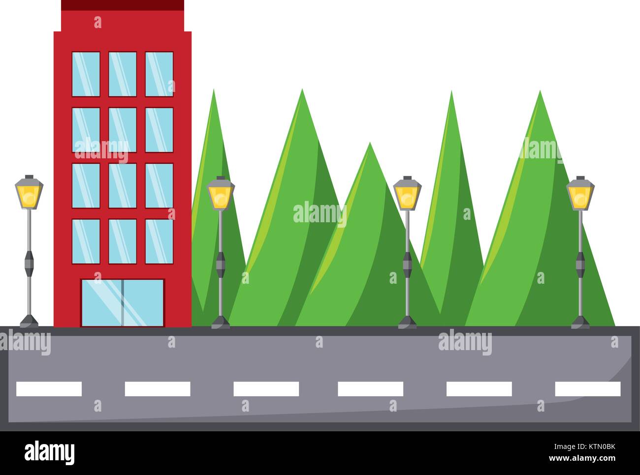 road with city buildings Stock Vector Image & Art - Alamy