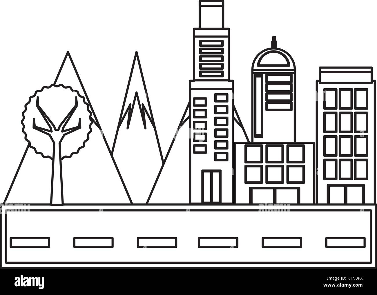 road with city buildings Stock Vector Image & Art - Alamy