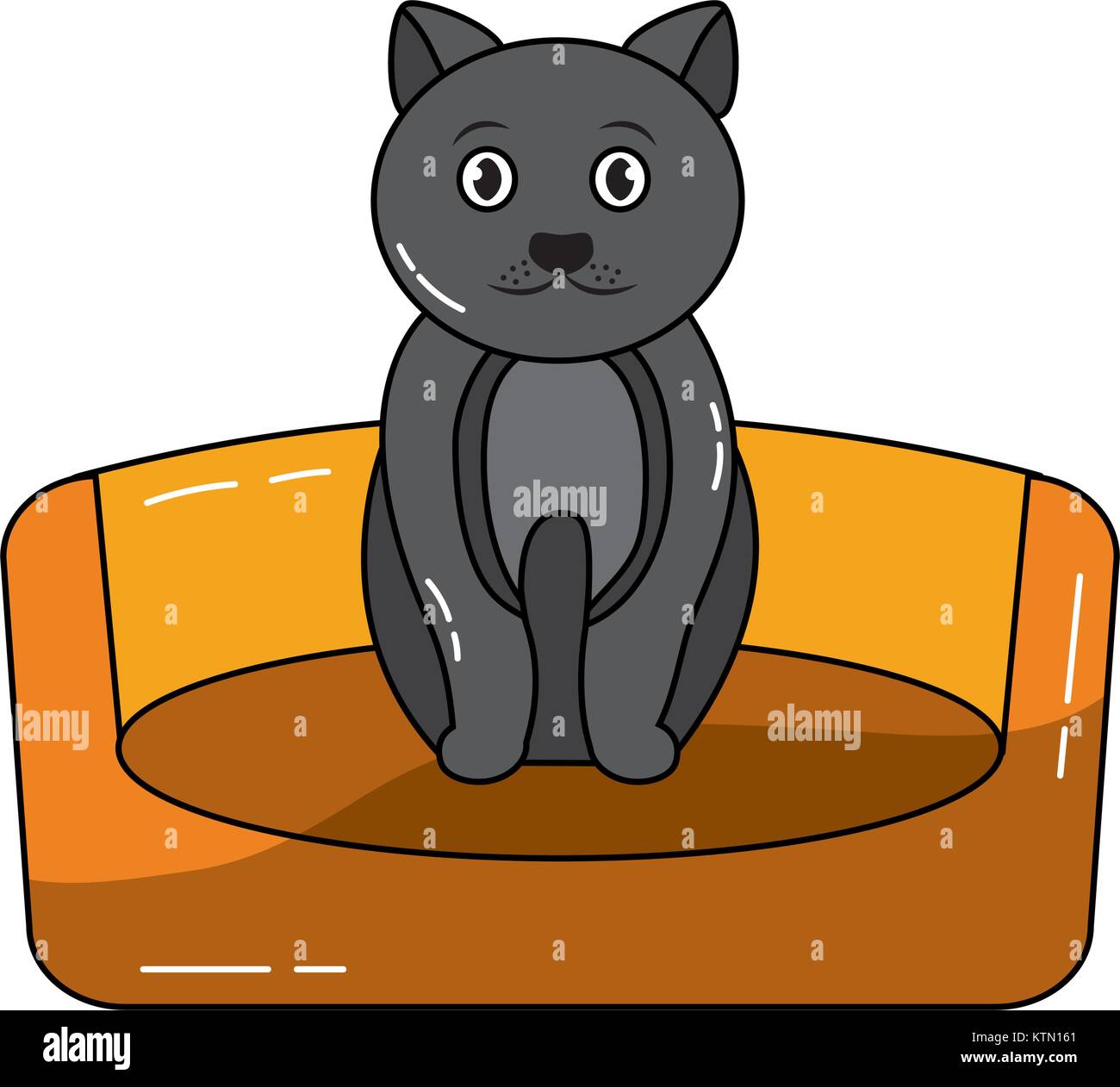 cat on bed cartoon pet icon image vector illustration design Stock ...