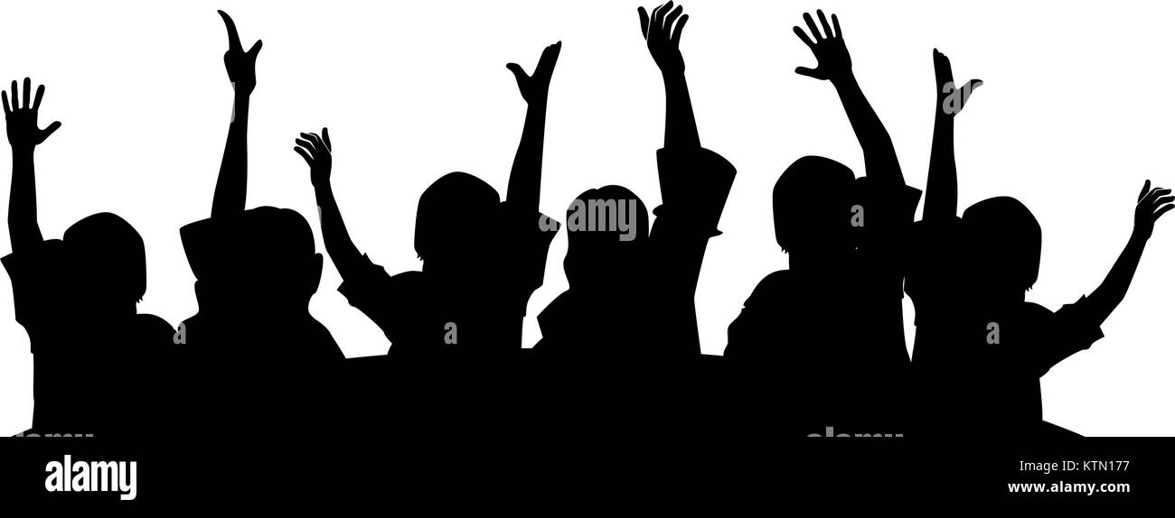 people with hands up silhouette vector illustration design Stock Vector ...