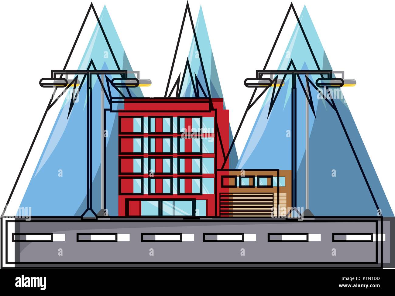 road with city buildings Stock Vector Image & Art - Alamy