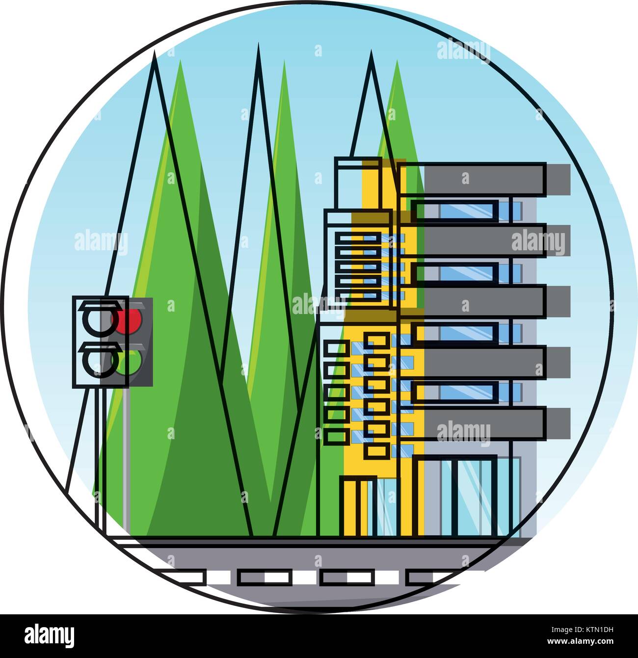 road with city buildings Stock Vector Image & Art - Alamy