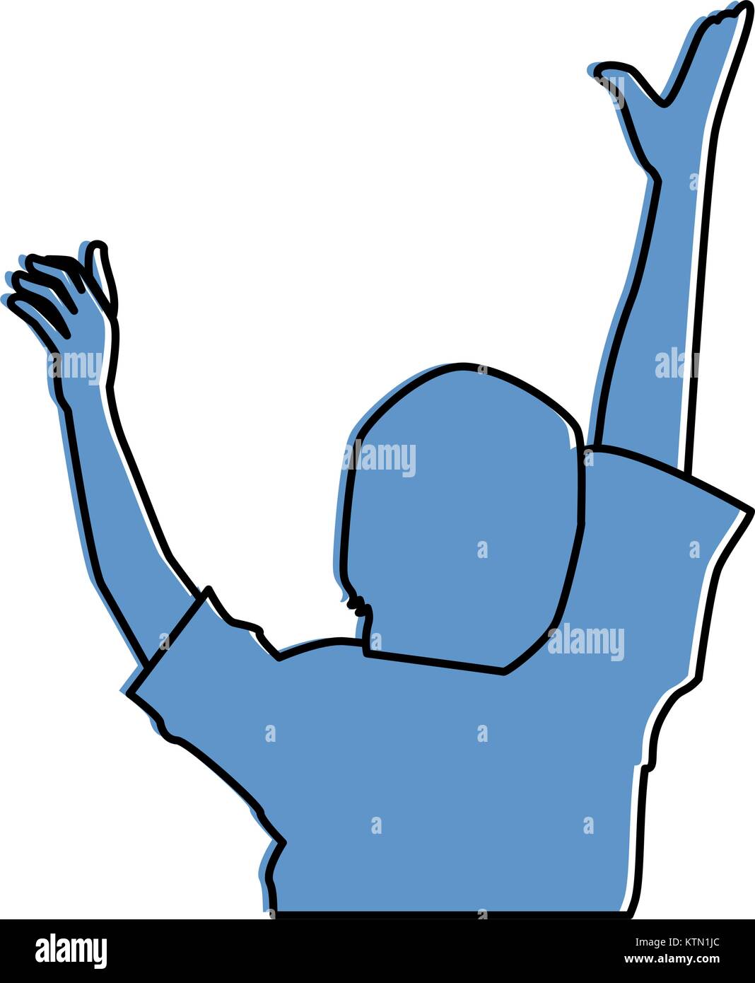 human silhouette with hands up vector illustration design Stock Vector ...
