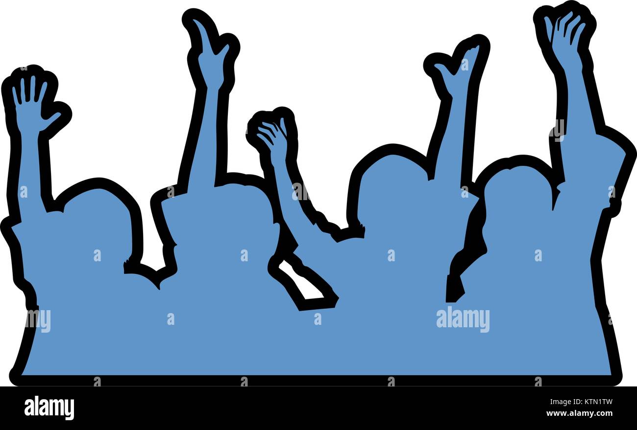 people with hands up silhouette vector illustration design Stock Vector ...