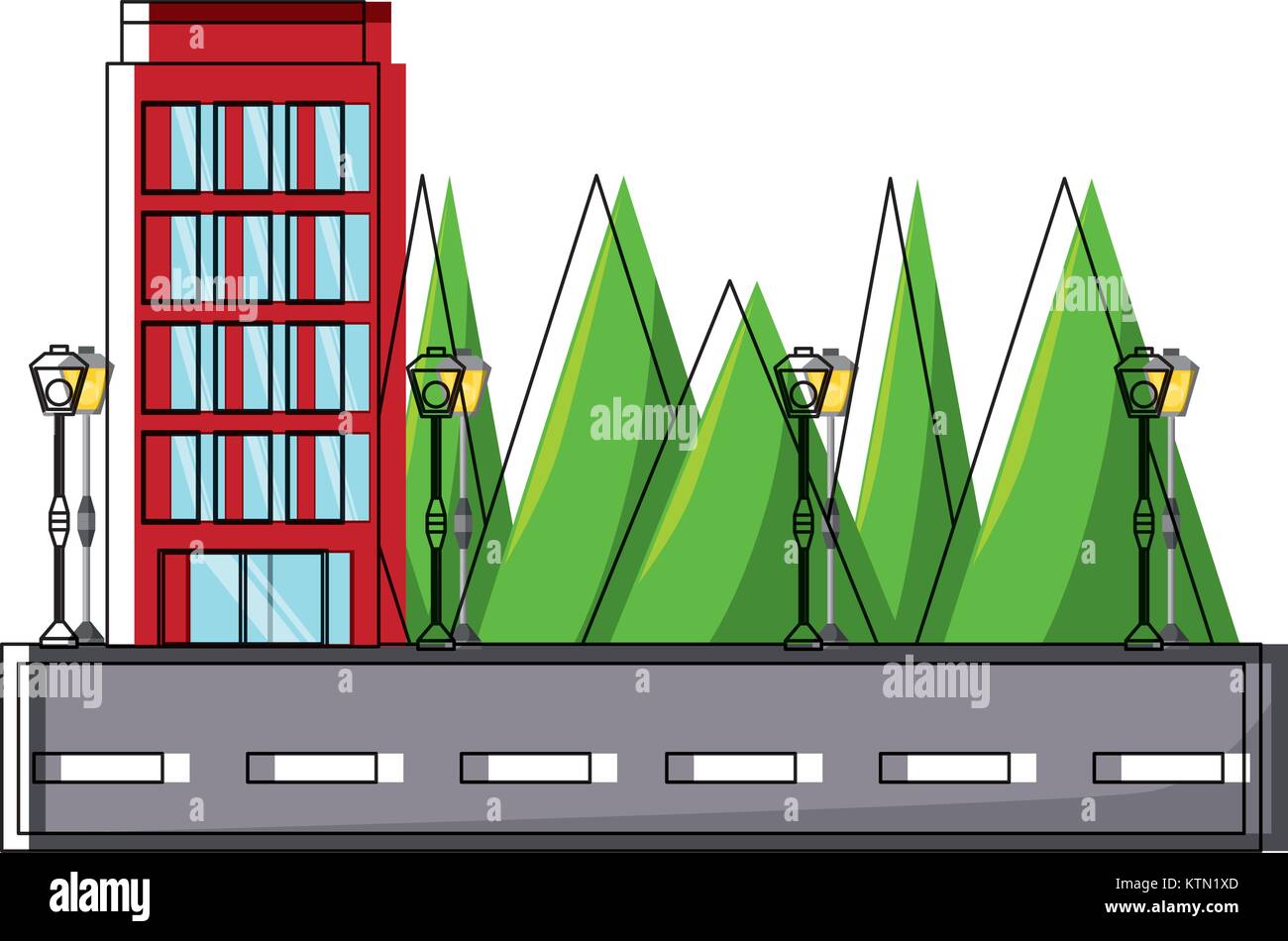 road with city buildings Stock Vector Image & Art - Alamy