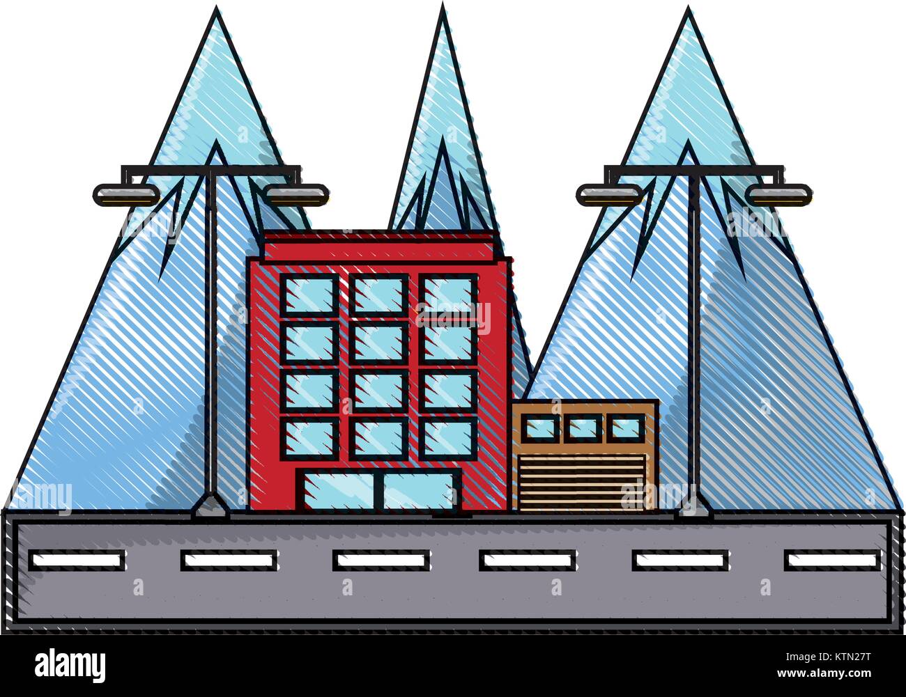 road with city buildings Stock Vector Image & Art - Alamy