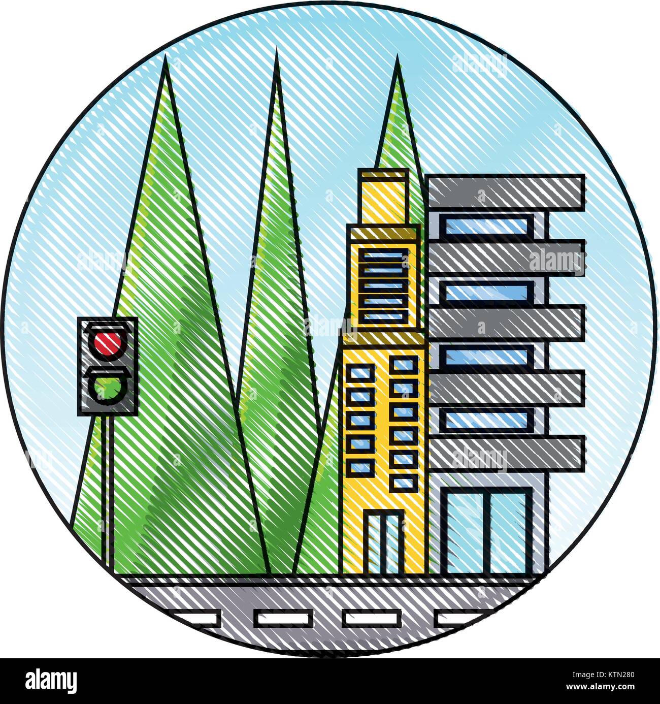 road with city buildings Stock Vector Image & Art - Alamy