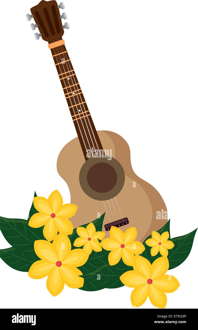 guitar instrument with flowers vector illustration design Stock Vector ...