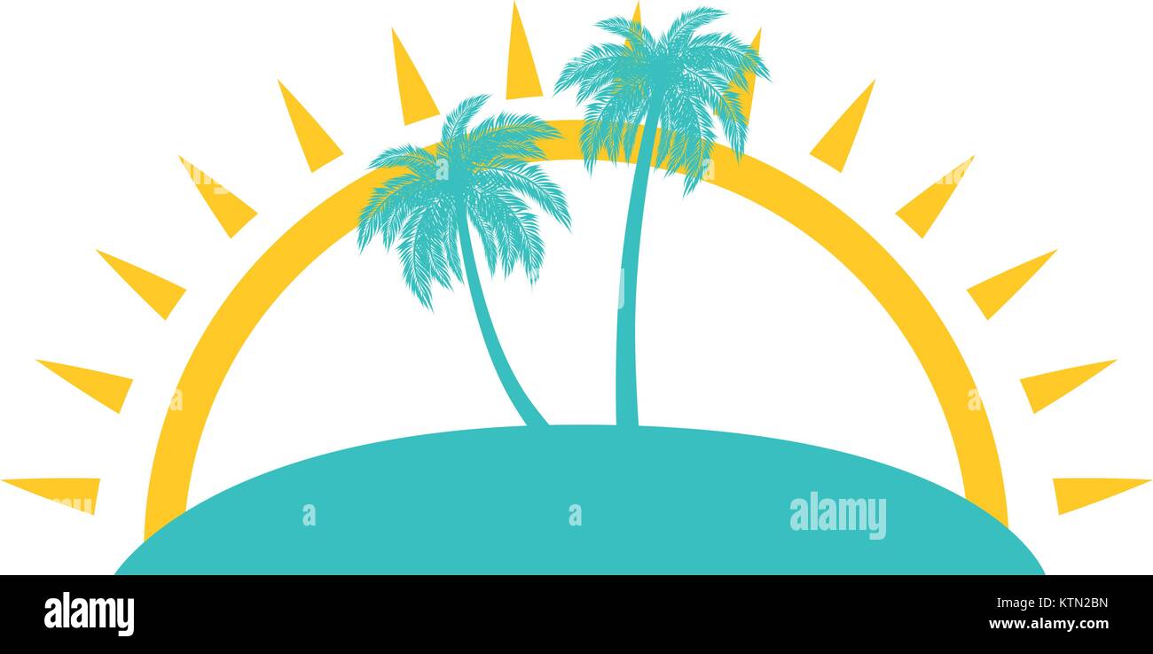 Summer Sunset Scene With Beach Vector Illustration Design Stock Vector