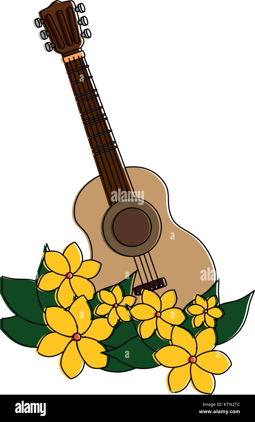 guitar instrument with flowers vector illustration design Stock Vector ...
