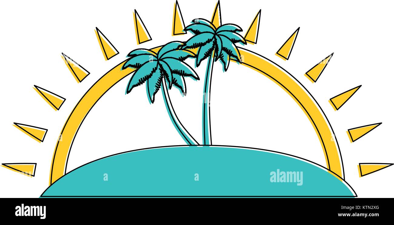 tropical palm trees scene vector illustration design Stock Vector Image ...