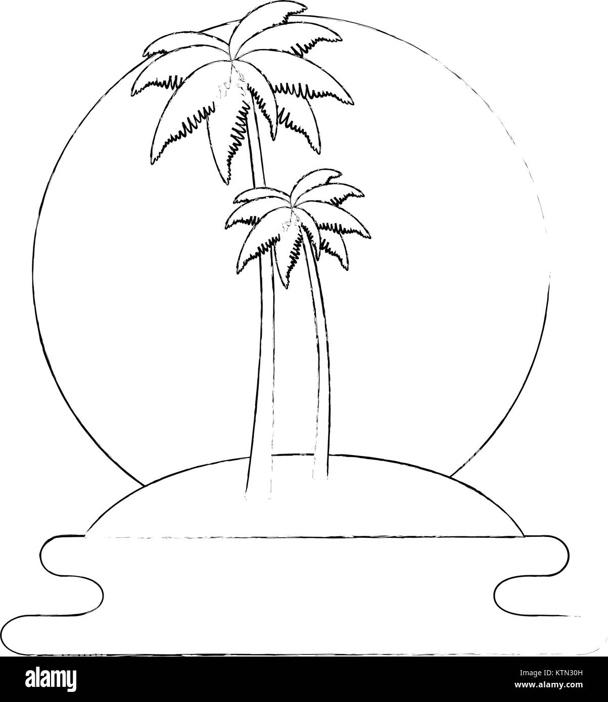 tropical palm trees scene vector illustration design Stock Vector Image ...