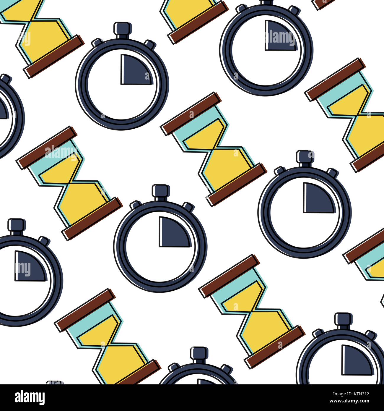 business time stopwatch hourglass sand seamless pattern vector ...