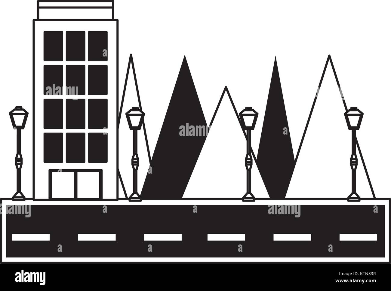road with city buildings Stock Vector Image & Art - Alamy