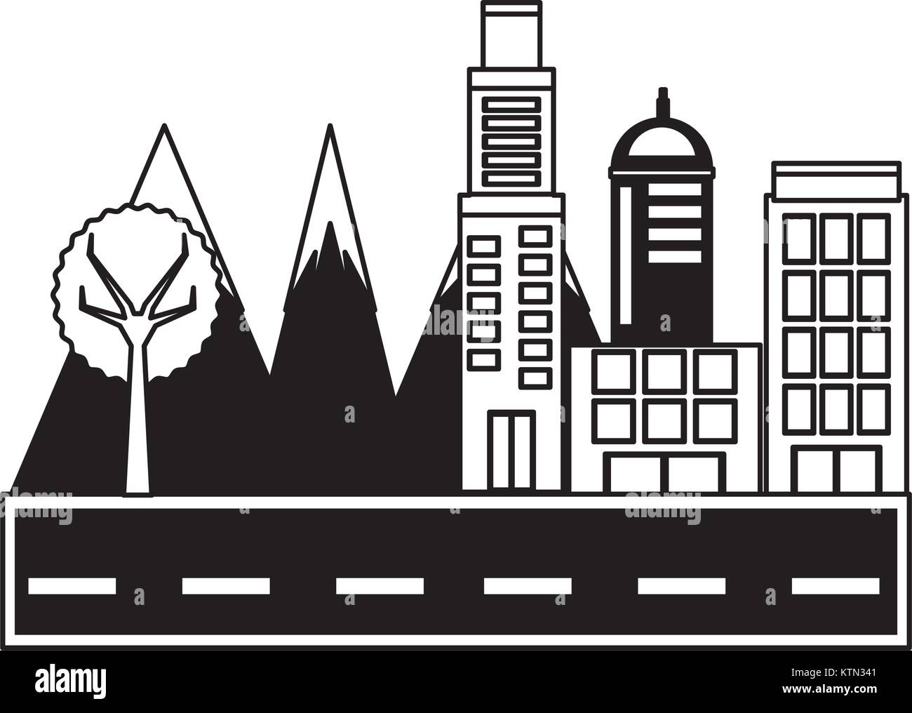 road with city buildings Stock Vector Image & Art - Alamy