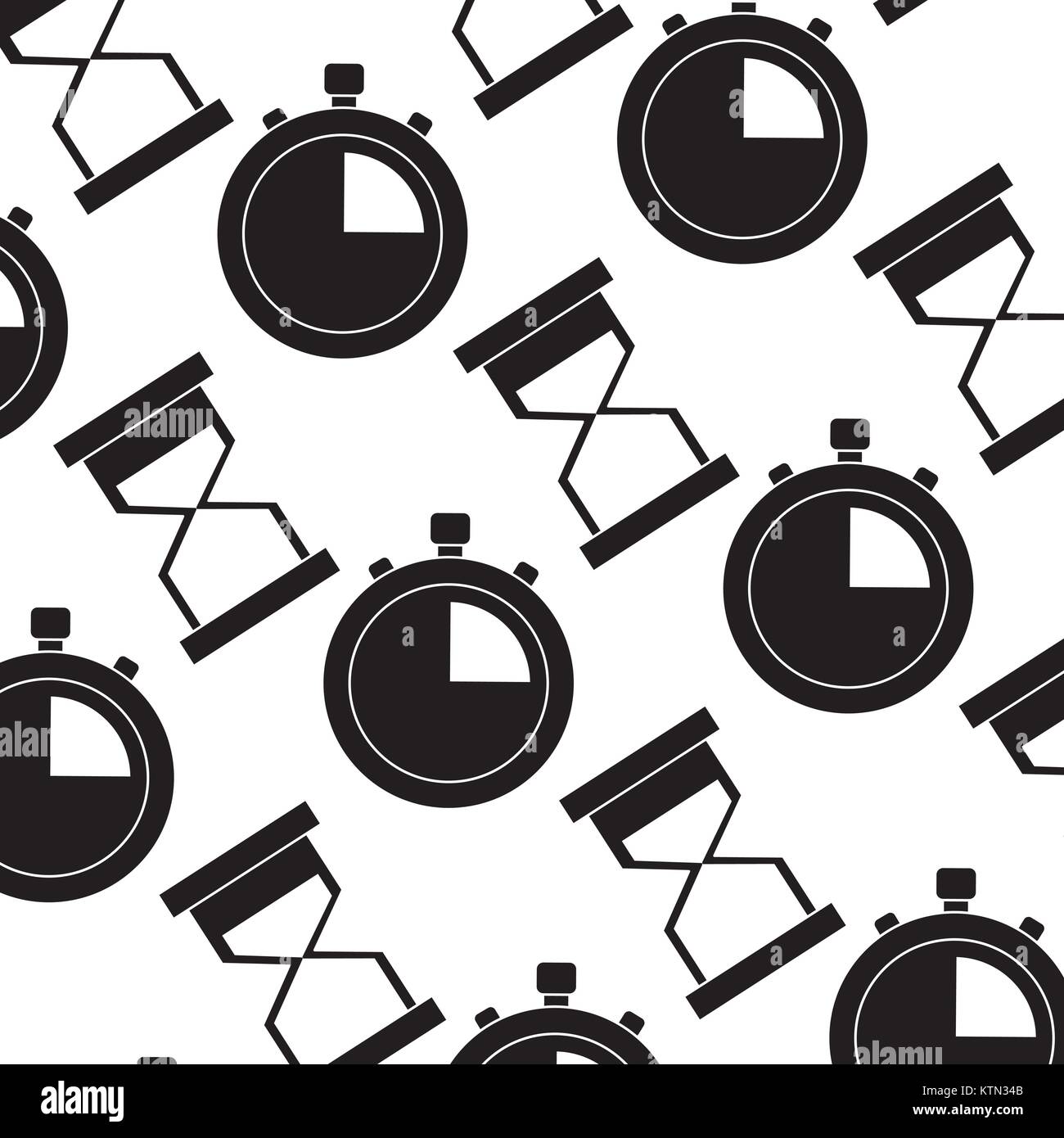 business time stopwatch hourglass sand seamless pattern vector ...