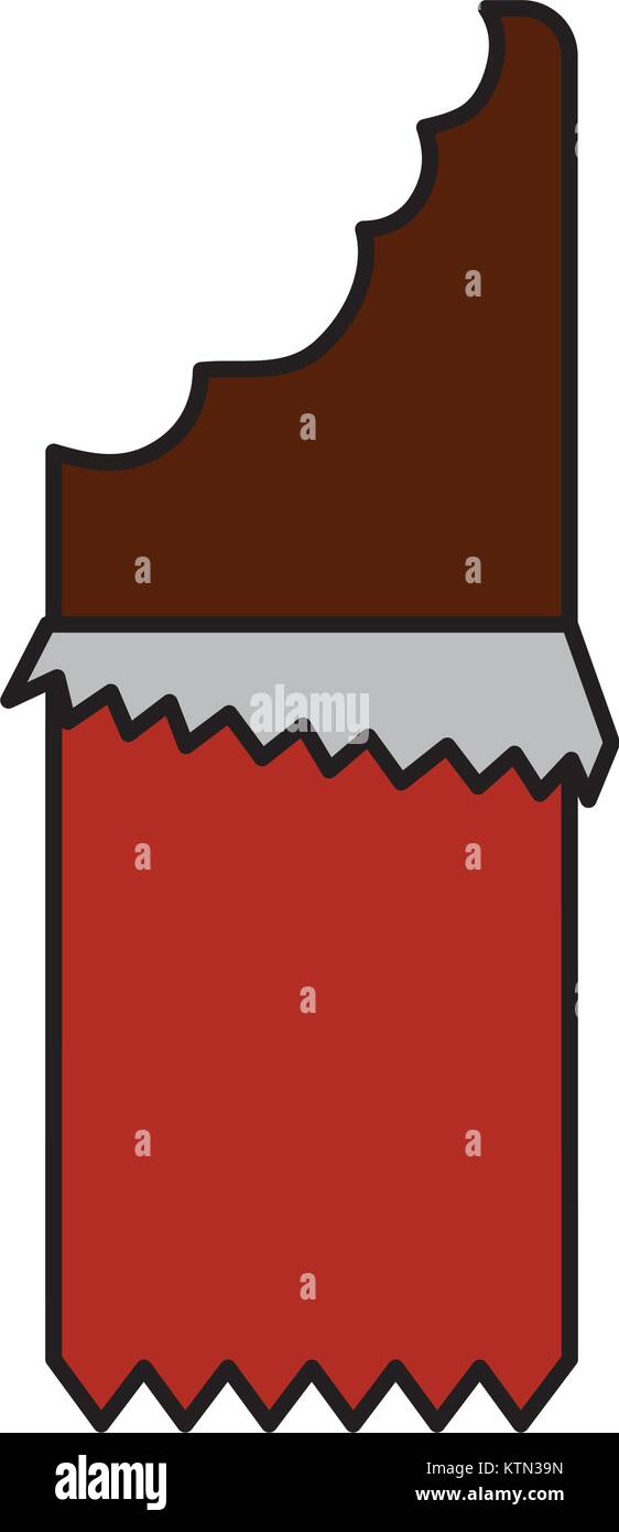 bitten chocolate bar block sugar wrapped vector illustration Stock ...