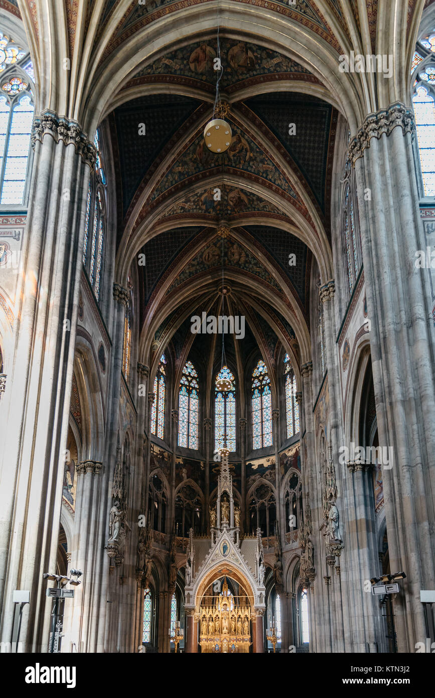Votivkirche, Votive Church in Vienna, interior view. The church was ...