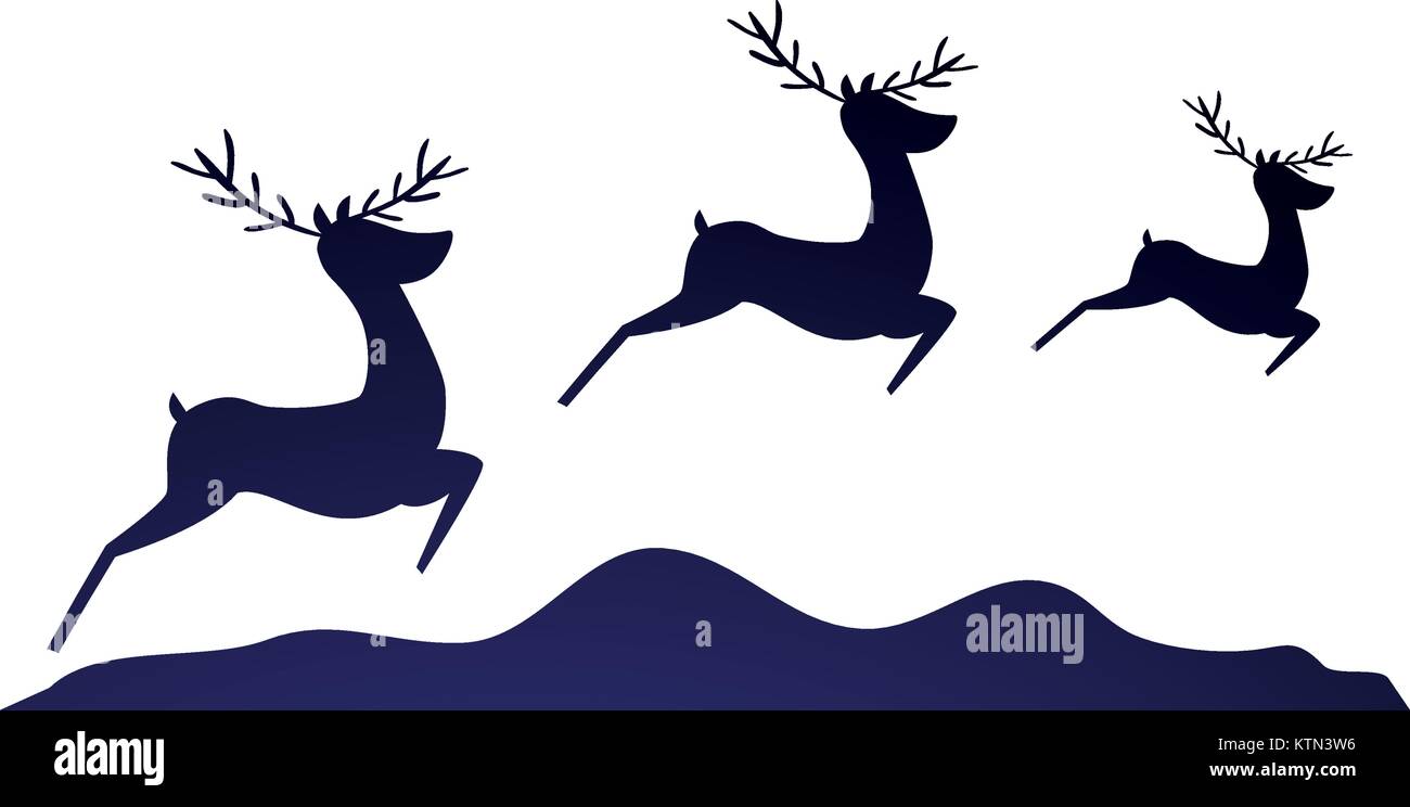 group of reindeer jumping scene vector illustration design Stock Vector ...