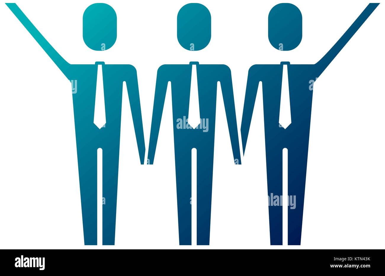 three men holding hands teamwork successful vector illustration blue ...