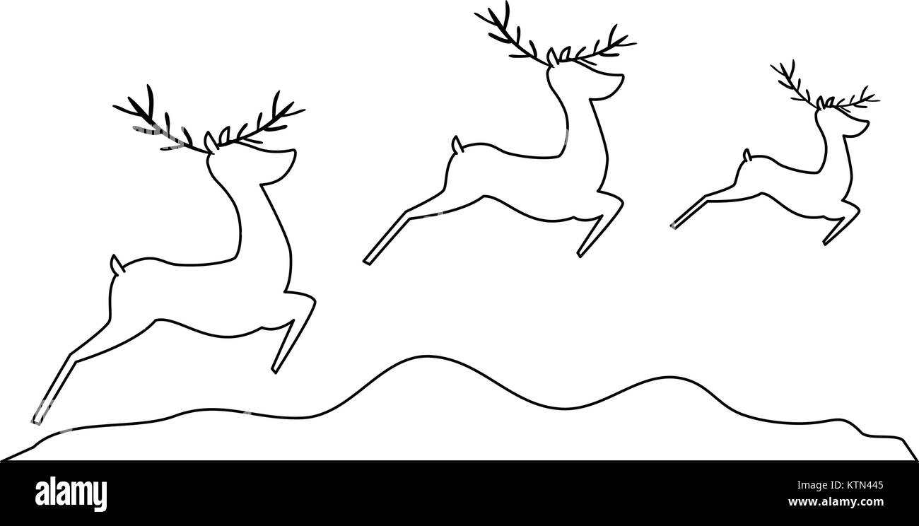 Group of reindeer Black and White Stock Photos & Images - Alamy