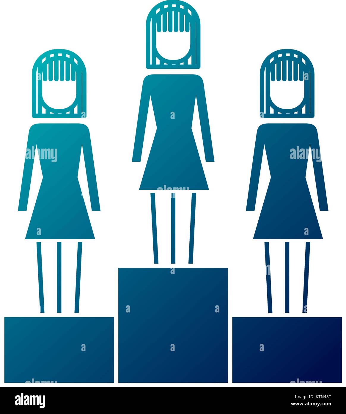 business women in podium competition success vector illustration Stock ...