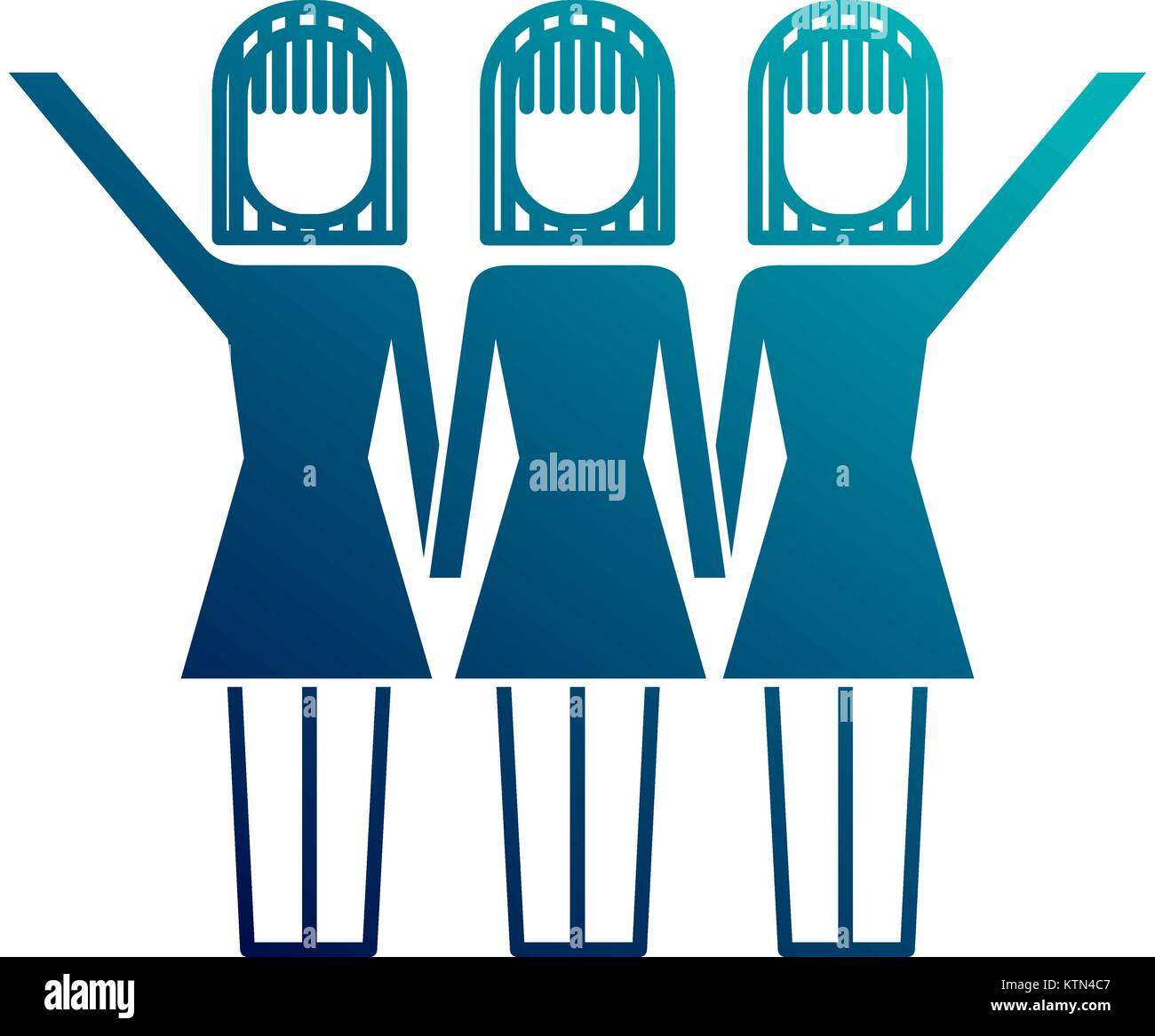 three women holding hands teamwork successful vector illustration image ...