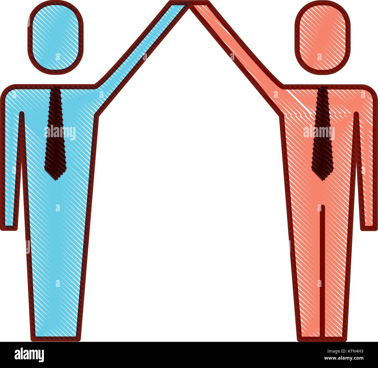 businessmen with raised arms triumph success vector illustration Stock ...