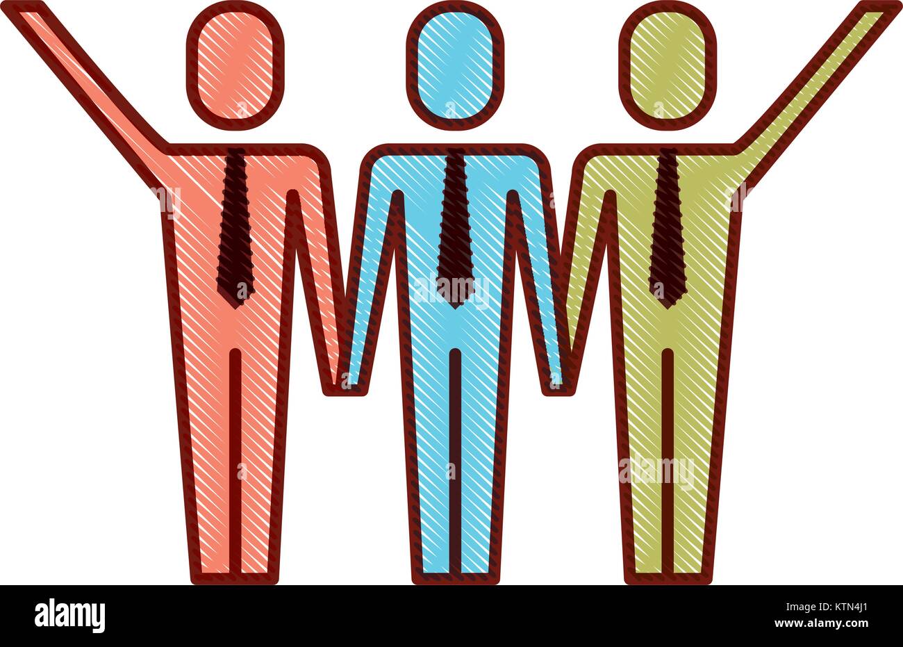 three men holding hands teamwork successful vector illustration Stock ...