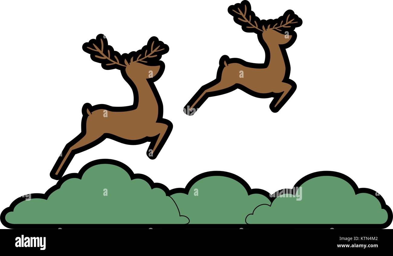 group of reindeer jumping scene vector illustration design Stock Vector ...