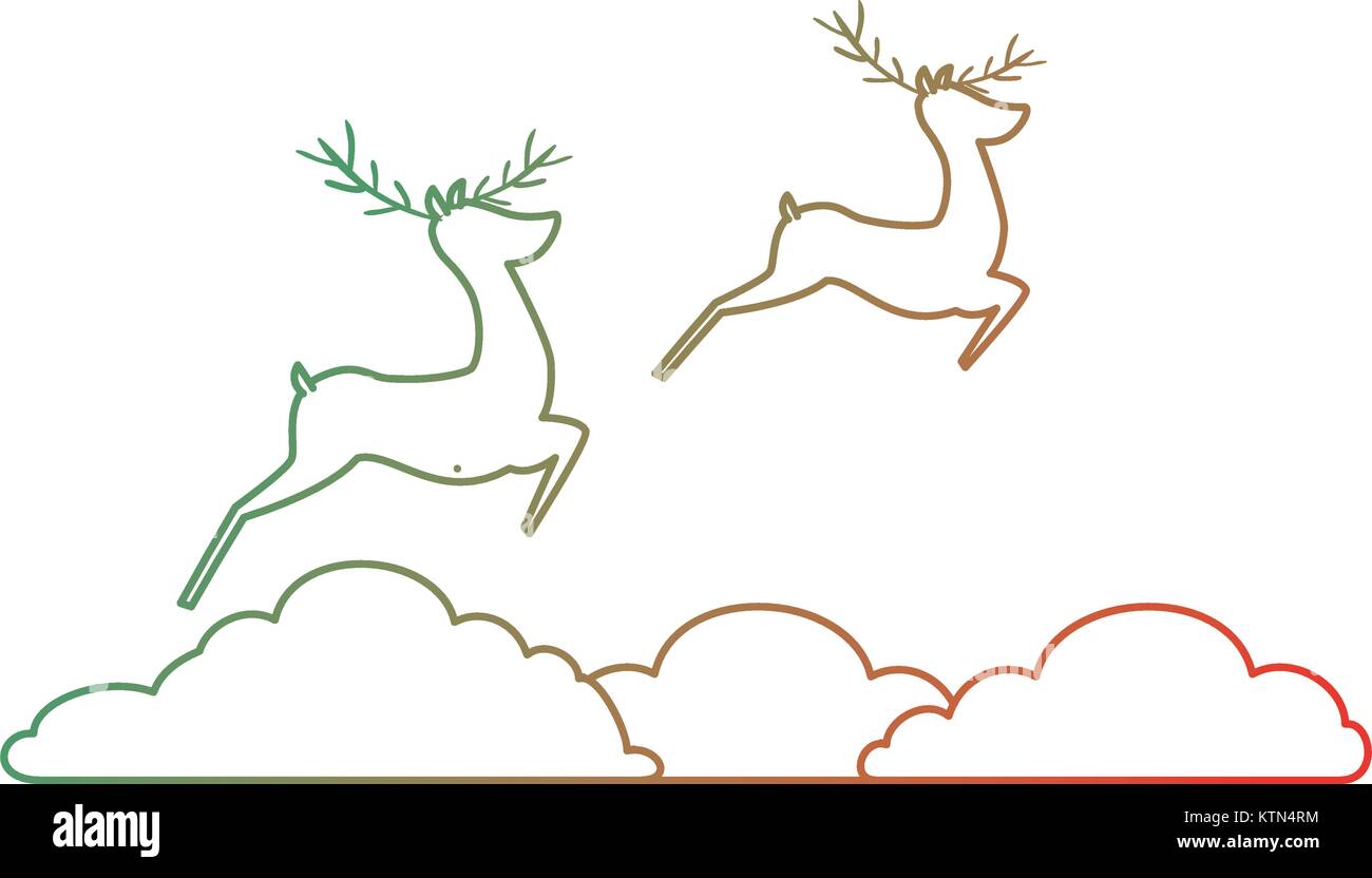 group of reindeer jumping scene vector illustration design Stock Vector ...