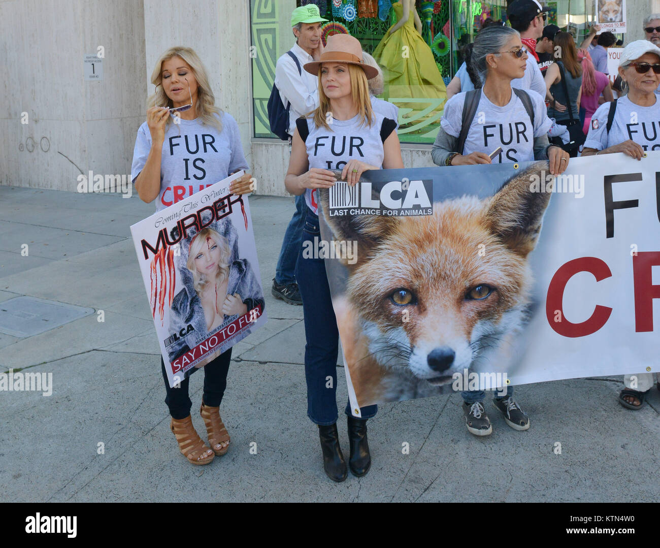Mena Suvari marches in an anti-fur protest during 'Fur-Free Friday ...