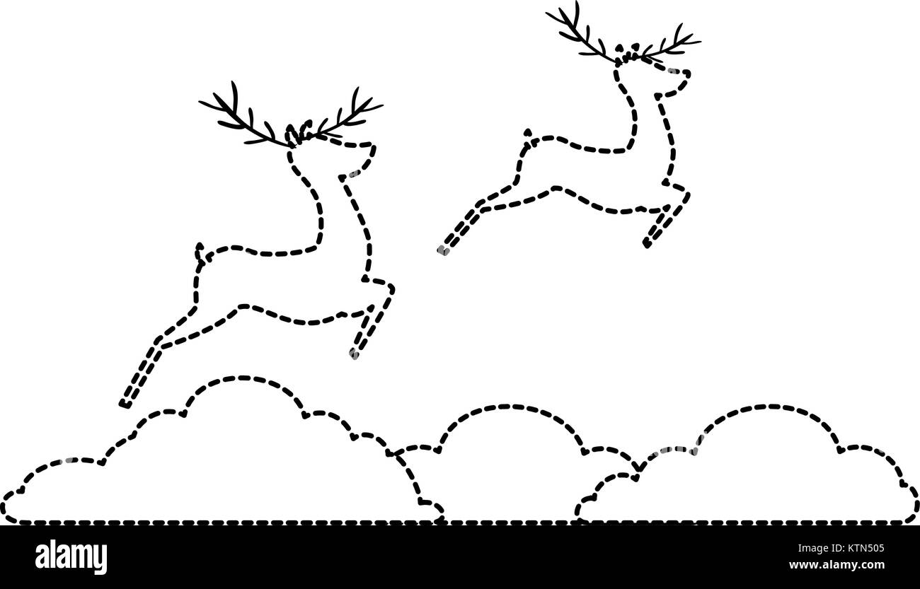group of reindeer jumping scene vector illustration design Stock Vector ...