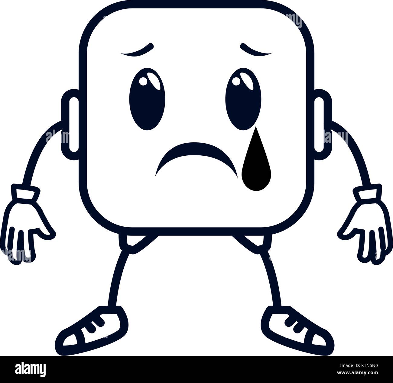 sad face emoji character vector illustration design Stock Vector Image ...