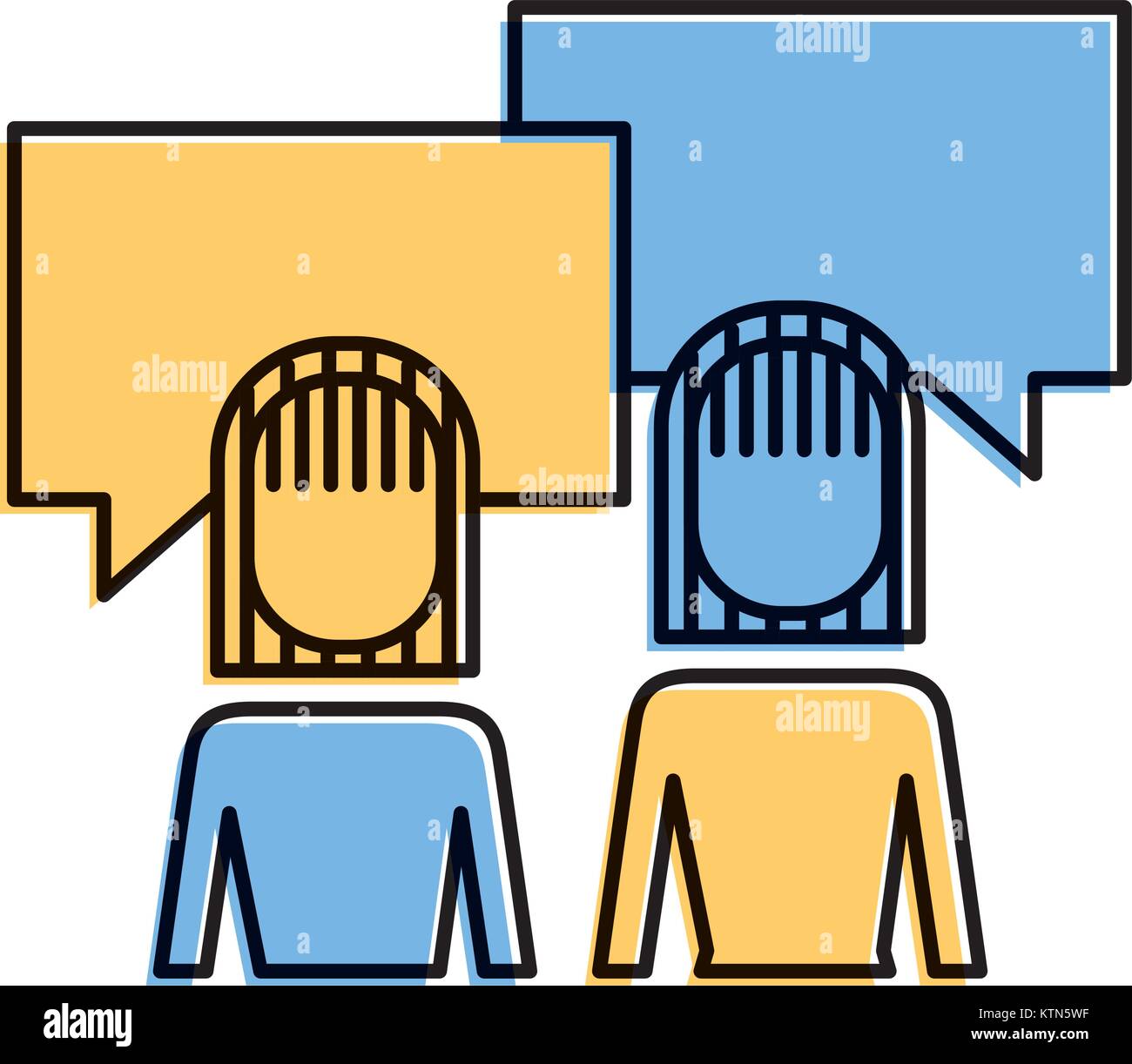 business people talking speech bubble portrait pictogram Stock Vector ...