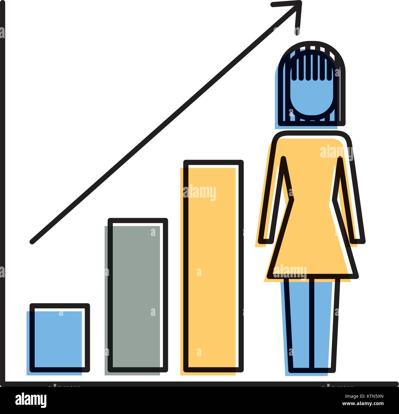 businesswoman with diagram arrow growth finance Stock Vector Image ...