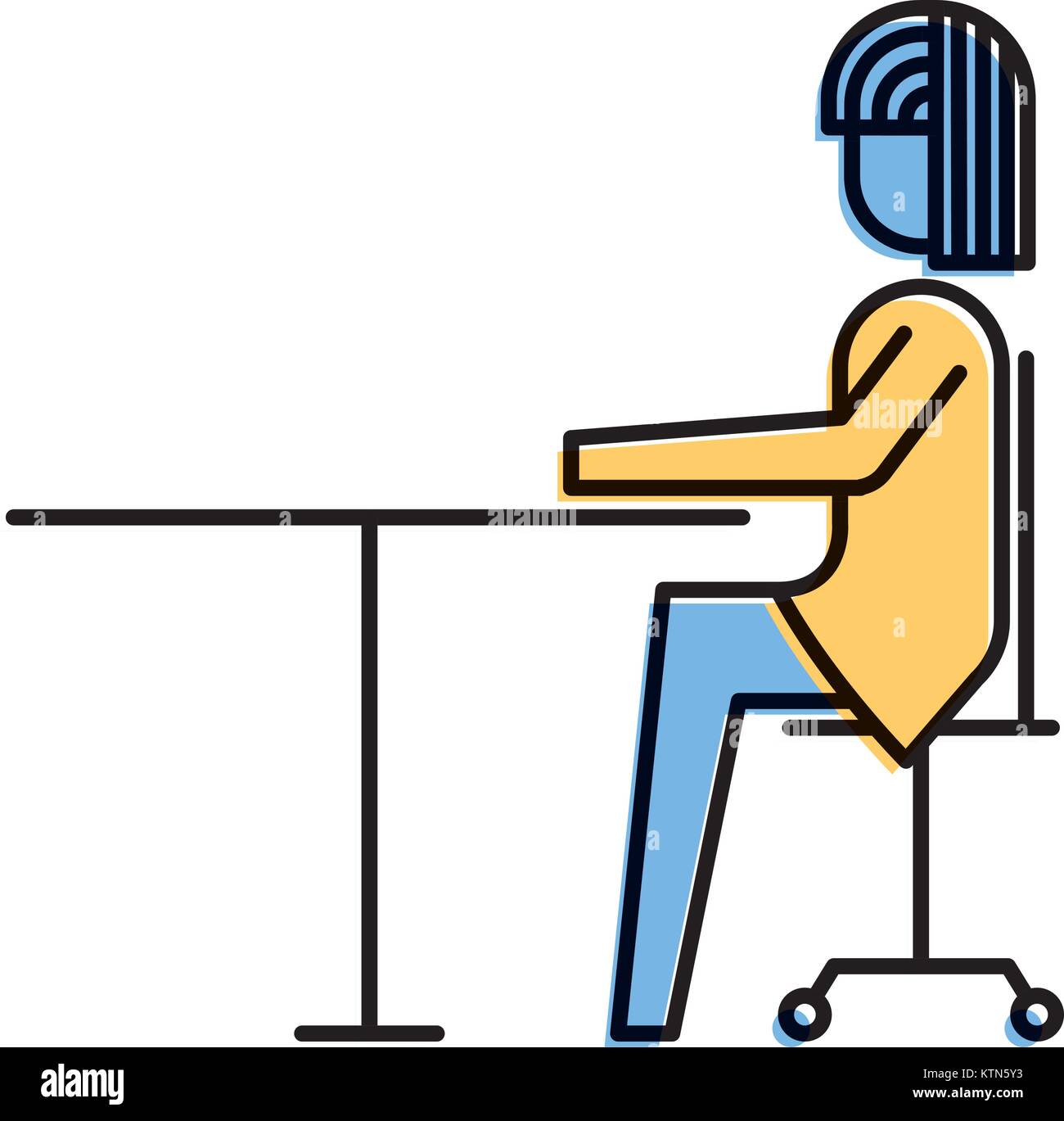 Portrait businesswoman sitting desk Stock Vector Images - Alamy