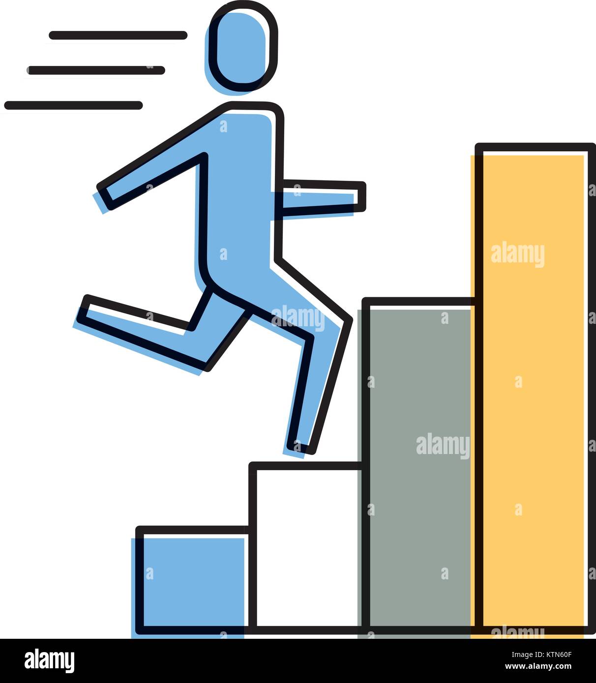 businessman run up ladder diagram bars success Stock Vector Image & Art ...