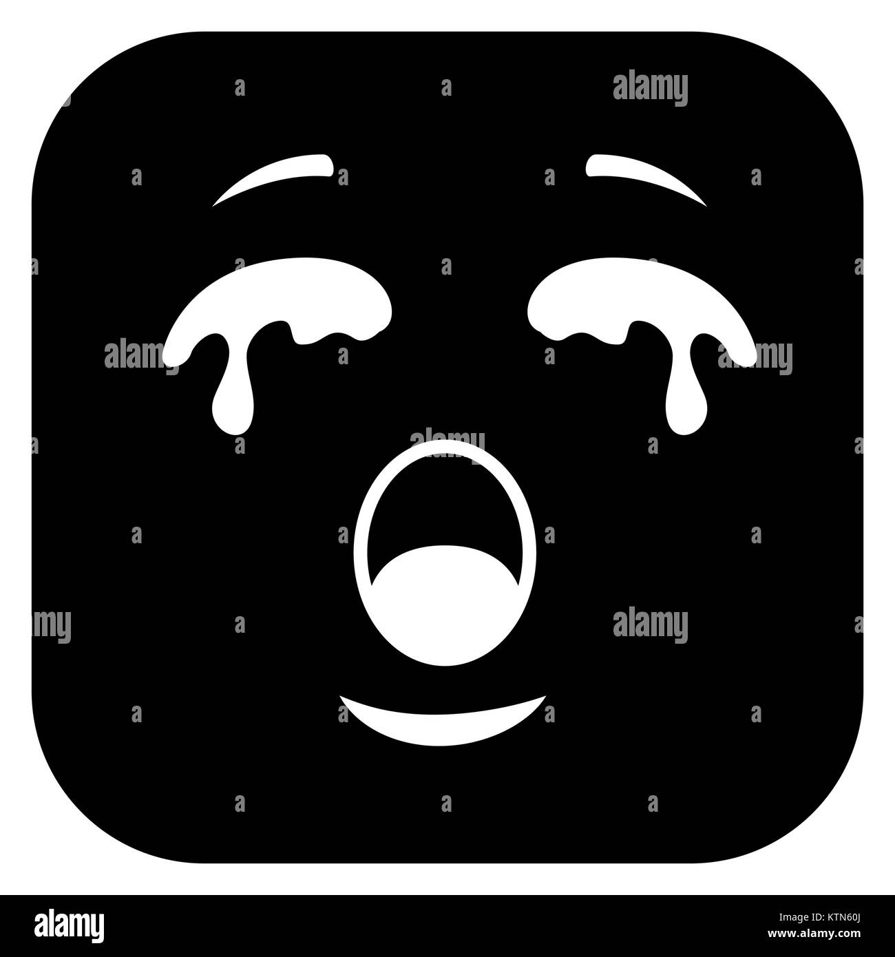 Cartoon emoji emoticon crying face Black and White Stock Photos ...