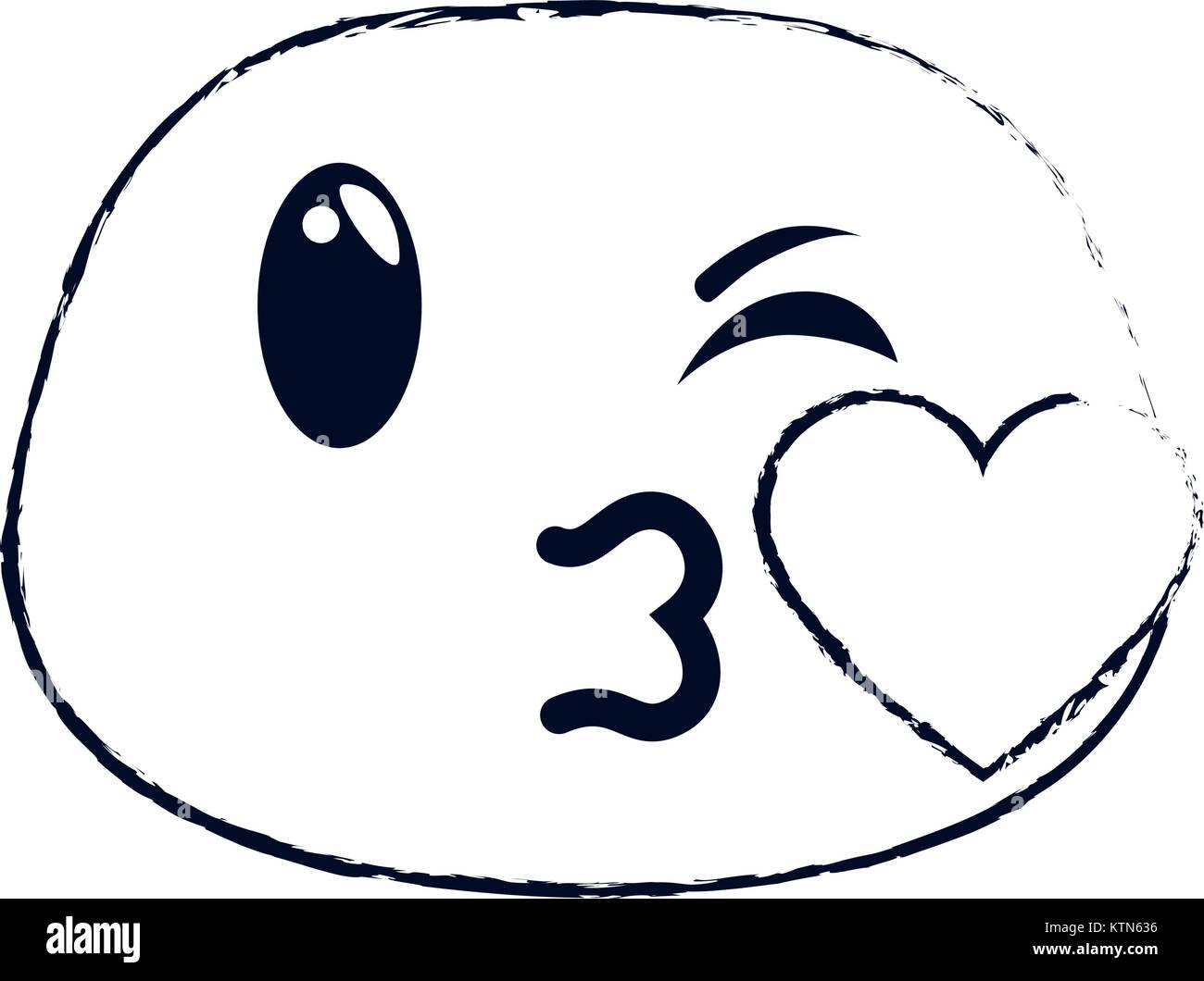 kissing face emoji character vector illustration design Stock Vector ...