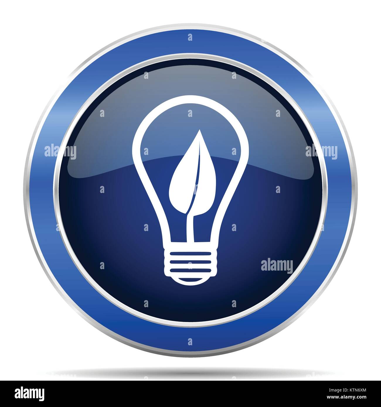 Green energy light bulb vector icon. Modern design blue silver metallic ...