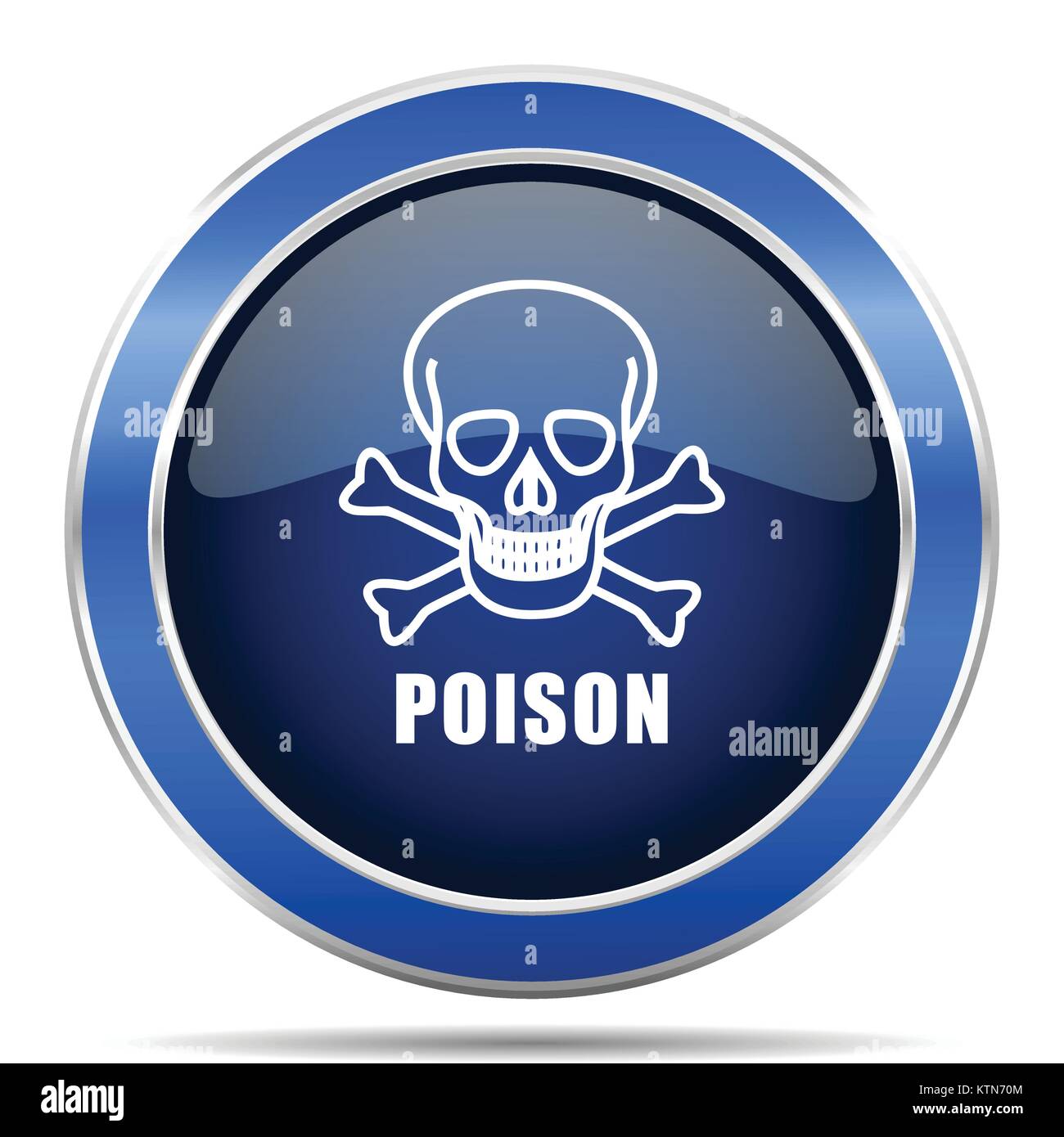 Poison skull vector icon. Modern design blue silver metallic glossy web ...